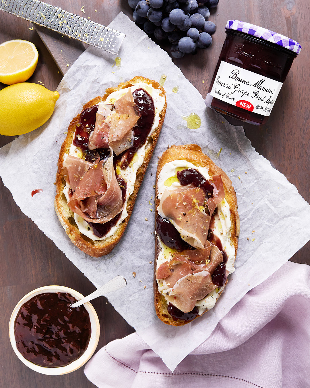 Prosciutto & Goat Cheese Toast with Concord Grape Bonne Maman USA